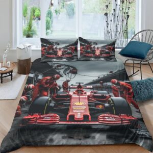 NOLLAM Formula-Racing Racing Cotton Duvet Cover Ivory Various Sizes Quilt Cover Bedding Set Soft & Cozy Percale Weave Contests Comforter Cover with Zipper Closure for Kids Adults Full（203x228cm）