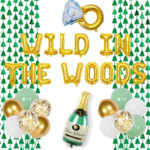 rokochoes wild in the woods decorations camping bachelorette party decors banner bride to be sash ring champagne bridal shower wedding engagement hen party decors