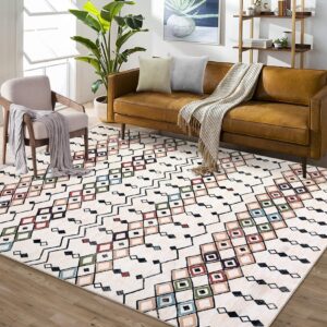 zacoo washable rugs 4x6 rug for living room bobemian colorful rug low pile bedroom rugs modern rug floor mat non slip area rugs soft faux wool throw rugs for office classroom, beige