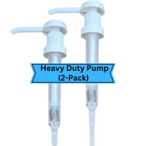 heavy duty pump dispenser for gallon jugs (27cc/2-pack) leak proof pump dispenser for shampoo, laundry detergent, liquid, water, popcorn butter, snow cone syrup, oils, 1 gallon pump dispenser bpa-free