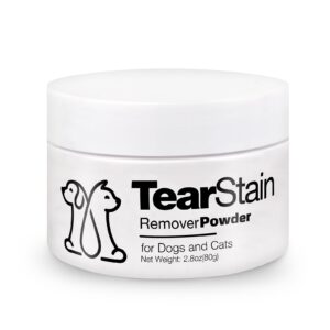 yibesi tear stain remover powder for dogs & cats - gentle formula for absorbing tears, lightening & preventing stains - safe and effective -2.8 oz.