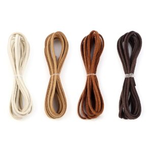 tenalleys leather string suede cord leather cords rope string for jewelry making necklace bracelet art crafts beading (4 colors,3mm x 2.2 yard)