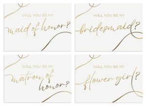 bridesmaid proposal cards - 12 cards with envelopes - includes will you be my bridesmaid, maid of honor, matron of honor, flower girl cards