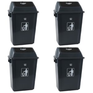 ortodayes 4-pack 16 gollon large garbage cans with lids, plastic outdoor trash bin, grey