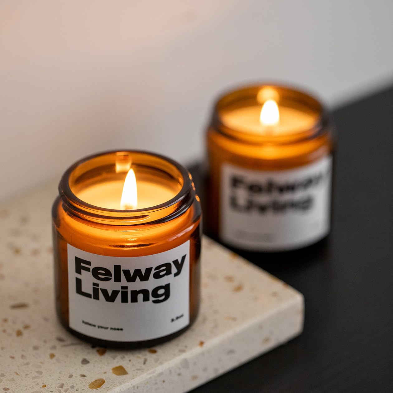 FELWAY Lavender Scented Candle for Travel, Natural Soy Wax, Non Toxic Candles for Home with Pets (Lavender, Burning Time 20+Hrs)