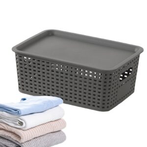 Hollow Storage Basket, Space Saving Stackable Organizing Basket, Long Lasting Weave Storage Organizer Baskets, Hollow Basket with Handle, Multipurpose Weaving Wicker Basket for Desktop Cabinet Bedroom