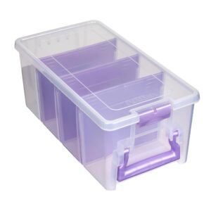 artbin semi satchel portable craft organizer with 3 dividers - clear plastic storage case for art & craft supplies