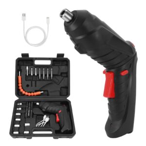 rechargeable electric screwdriver portable set, 3.6v with 47pcs cordless accessories, dual position handle and led headlight