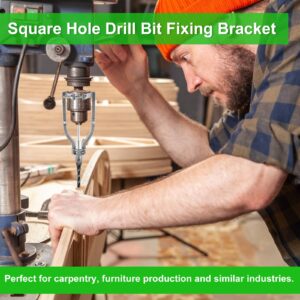 Square Hole Drill Bit Adapter & Screw Reinforced Fixation, Woodworking Square Hole Drill Fixing Bracket Mortising Attachment Accessories for Drill Press Mortise Machine & Tenon Tools