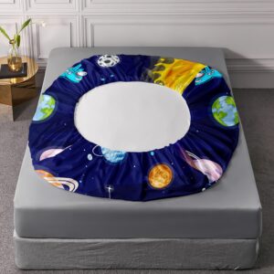 AILONEN Cartoon Astronaut Fitted Sheet Twin Size, Cute Astronaut with Rockets Bedding Set for Kids Boys,Outer Space Explorer Theme Bed Sheet Set,1 Fitted Sheet 2 Pillowcases,3 PCS