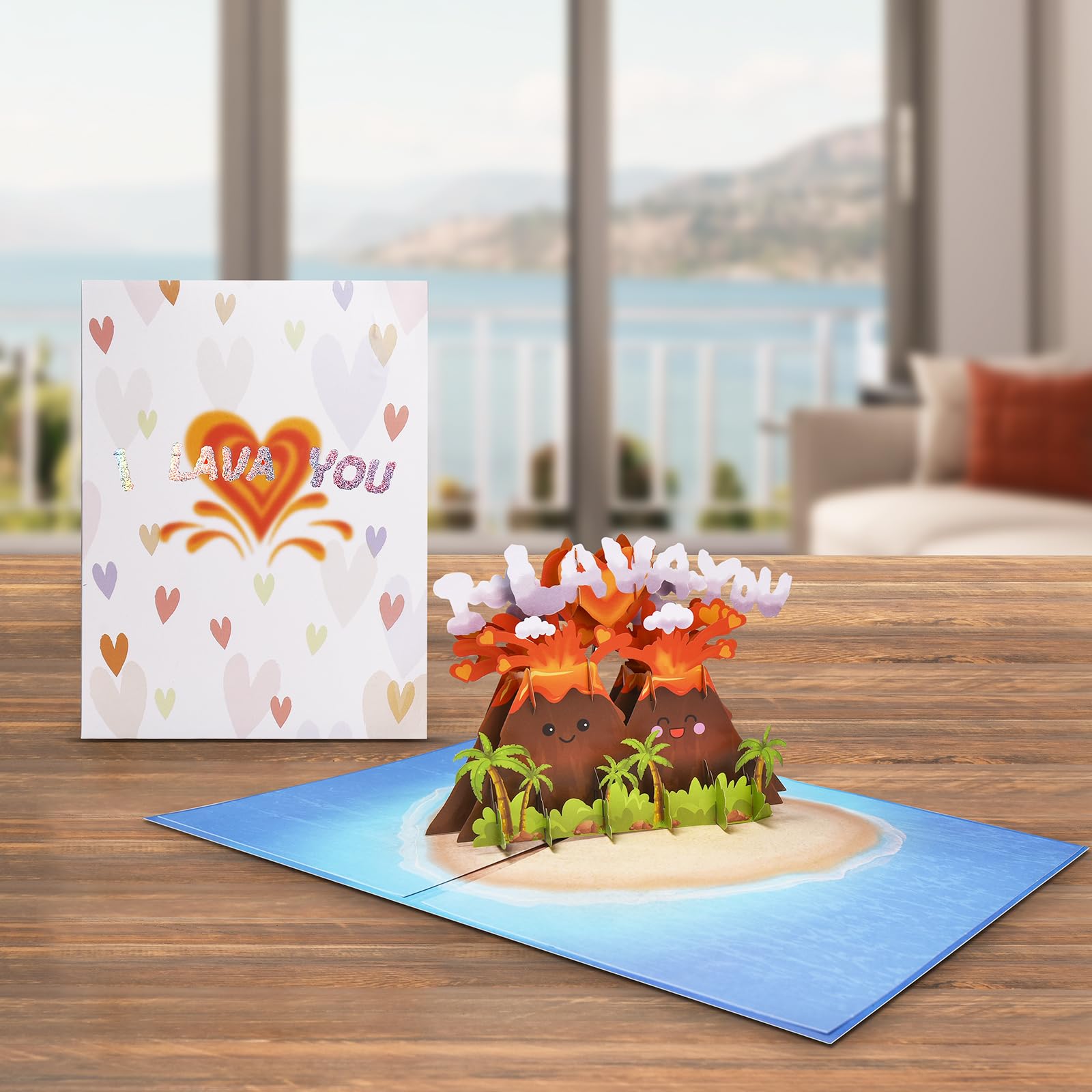 I LAVA YOU Pop Up Anniversary Card for Wife,Husband,Couple, Musical 3D Romantic Valentines Day Card with Lights for Boyfriend or Girlfriend, Funny Happy Anniversary Wedding Valentine Gift Volcano Card