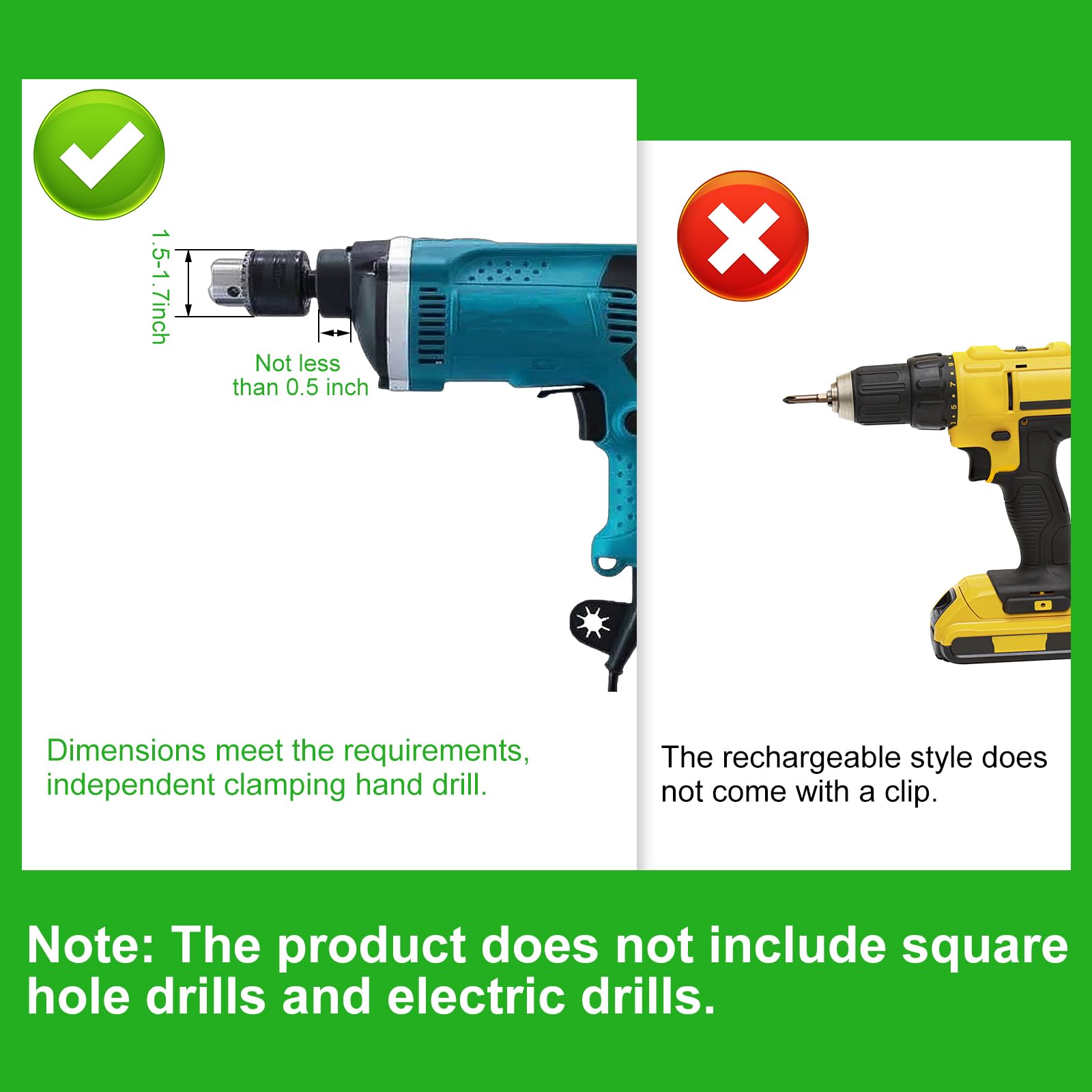 Square Hole Drill Bit Adapter & Screw Reinforced Fixation, Woodworking Square Hole Drill Fixing Bracket Mortising Attachment Accessories for Drill Press Mortise Machine & Tenon Tools