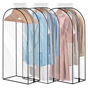 padolu 12" gusseted all clear garment bags for hanging clothes storage 40" dress bags for storage of coats sweater, jacket,dresses(3 packs)…