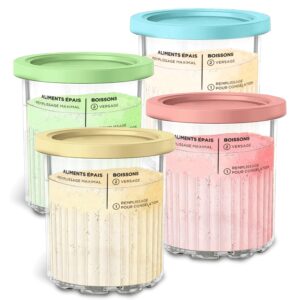 fwioaor premium 24 oz. pint containers for ninja creami deluxe - 4 pack | nc500, nc501 series compatible | bpa-free, dishwasher safe