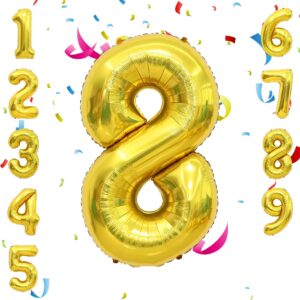 number 8 balloon 40 inch gold 8 balloon number 8 helium number balloons 8 year old birthday decorations giant numbers for party digital 8 for birthday wedding bridal shower photo shoot anniversary