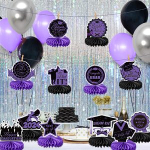 12PCS Graduation Decorations Class of 2024, Congrats Grad Table Centerpieces Graduation Honeycomb Centerpieces Grad Party Centerpieces 2024 Graduation Decorations for Party, Purple