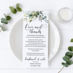 All Ewired Up Wedding Thank You, Printed Personalized, Place Setting, Reception Thank You Card, Wedding Thank You Note, Table Thank You Card, Rehearsal Dinner, Greenery, Eucalyptus