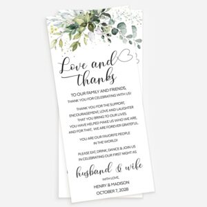 All Ewired Up Wedding Thank You, Printed Personalized, Place Setting, Reception Thank You Card, Wedding Thank You Note, Table Thank You Card, Rehearsal Dinner, Greenery, Eucalyptus