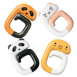 stobaza 4pcs cartoon animal desktop hook desk office bag hook nail handbag hook holder plastic reusable hooks heavy duty hangers tote multi-function hooks abs hanger rack non-slip student