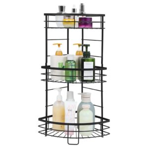 fagigy corner shower caddy,3 tier shower organizer stand,metal corner shelf baskets for bathroom,living room,kitchen,rustproof - black