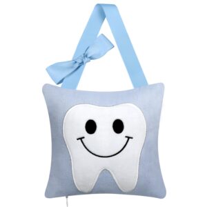 linen tooth fairy pillow,tooth fairy pillow with pocket door hanger birthday gift for kids tooth fairy souvenir for boys and girls tooth fairy gift(blue)