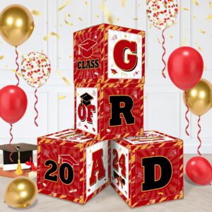 red and black 2024 graduation decorations, class of 2024 balloon boxes for 2024 grad party supplies so proud of you indoor/outdoor congrats grad home door décor