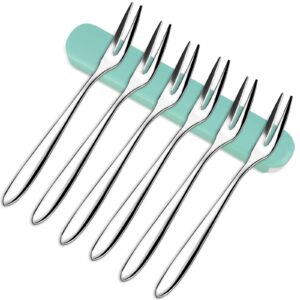 6pcs Premium Escargot Forks Gift Set for Dessert Cake Fruit Salad Appetizer Crab, Stainless Steel Metal Small Tasting Pastry Forks Mirror Polished, Silver Lovely Table Dinner Forks Dishwasher Safe