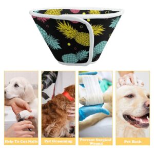 Summer Colorful Tropical Pineapple Soft Dog Cone Collars Protective Adjustable Cat Recovery Collar to Stop Licking S