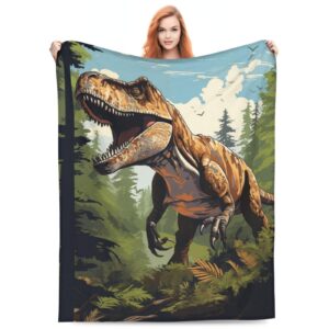 amepay dinosaur blanket gifts for boys kids jurasssic tyrannosaurus dino flannel throw blankets for home couch bed sofa soft fuzzy lightweight decor all season 80x60 inches