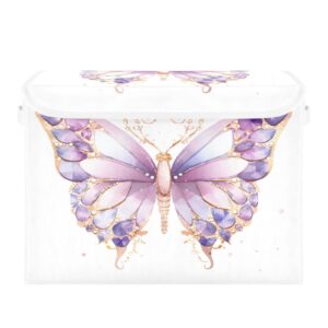 dalawu containers baskets with lids purple butterfly fabric foldable storage bins organizer with lid collapsible storage boxes for home bedroom closet office