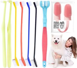 dog & cat toothbrush kit, 360º pet toothbrush, food grade silicone dog finger toothbrush, dual head bristles tooth brush, triple head dog toothbrushes, cleaning brushes for dog cat oral dental