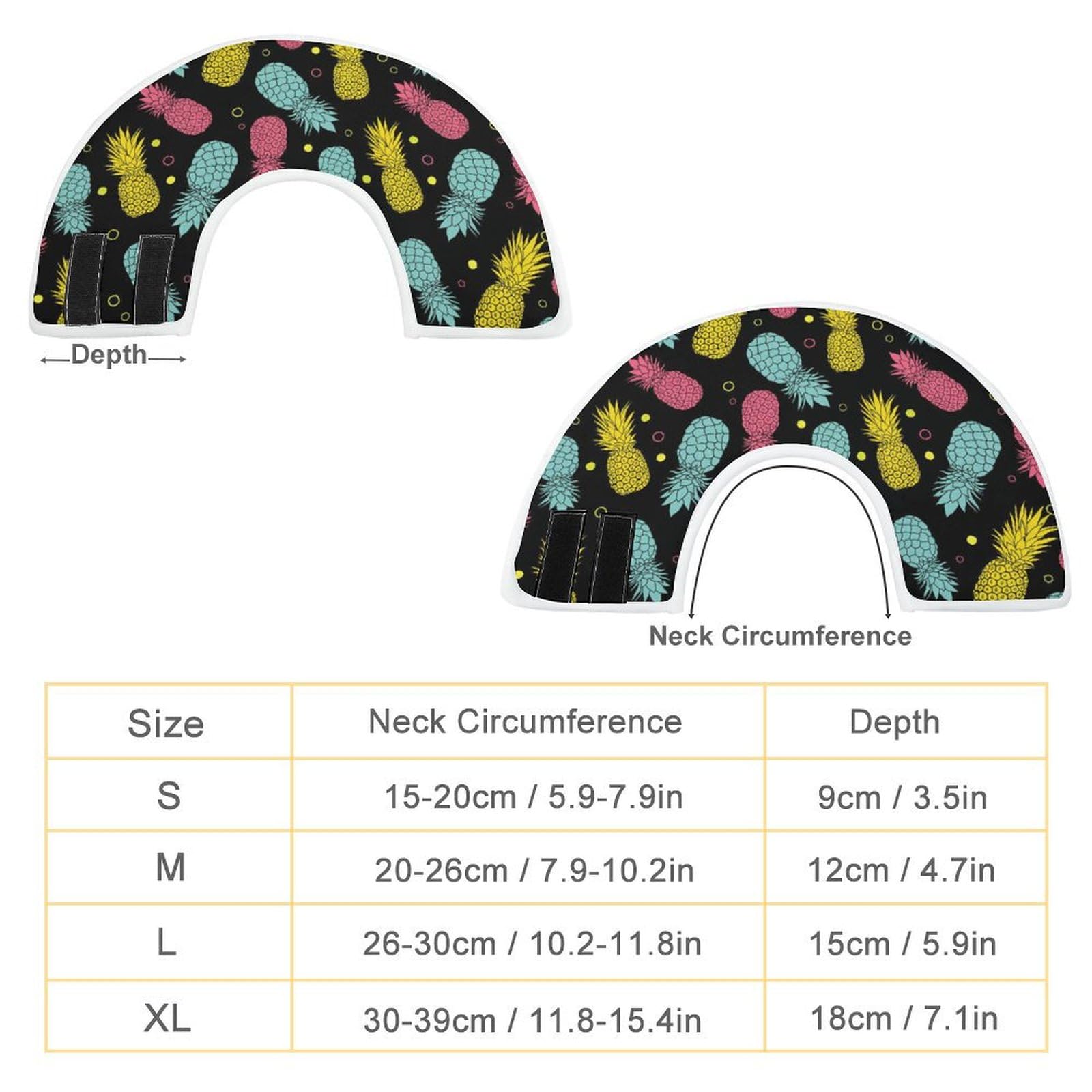 Summer Colorful Tropical Pineapple Soft Dog Cone Collars Protective Adjustable Cat Recovery Collar to Stop Licking S