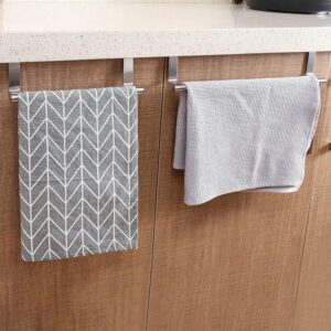 Ousyaah 4-Piece Towel Racks for Bathroom, Kitchen, Bedroom and Dining Room, Stainless Steel Over The Door Hooks, Over Door Towel Rack Bar Organizer Holders for Cabinet Cupboard Doors