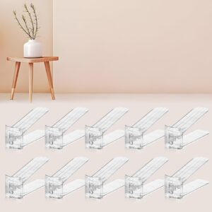 fenrunxu 10 pack transparent shoe stacker,shoe slots organizer for closet, shoe display space saver,adjustable shoe rack organizer holder for high heels,sneakers(transparent)