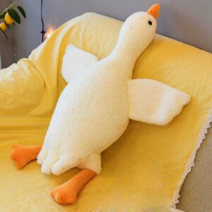 yuchng large goose plush toy white goose stuffed animal 19.5 inch cute goose plush soft swan throw pillow plush pillow, gift for kids or friends