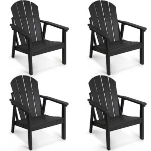 navine adirondack chair set of 4, hdpe all weather adirondack chairs, fire pit chairs, patio chairs, lawn chairs. perfect for porch, patio, poolside, deck.