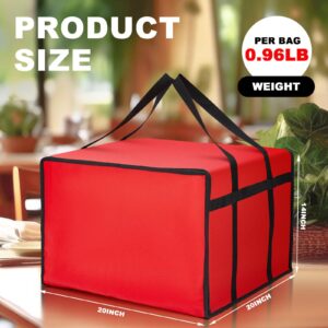 Maxcheck 2 Pcs Insulated Pizza Delivery Bag 20 x 20 x 14 Inch Pizza Warmer Bag Pizza Carrier Reusable Insulated Cooler Bags Winter Insulated Food Delivery Bag for Personal and Professional Use (Red)