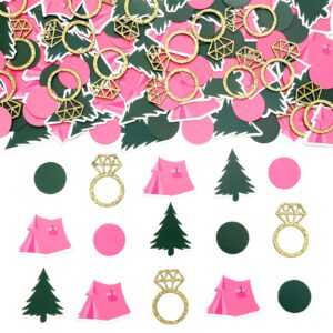 kreatwow camp bachelorette party decors 200pcs camp bride confetti table decors party supplies pink green ring tree tent confetti for mountain lake hiking bachelorette wedding engagement party decor