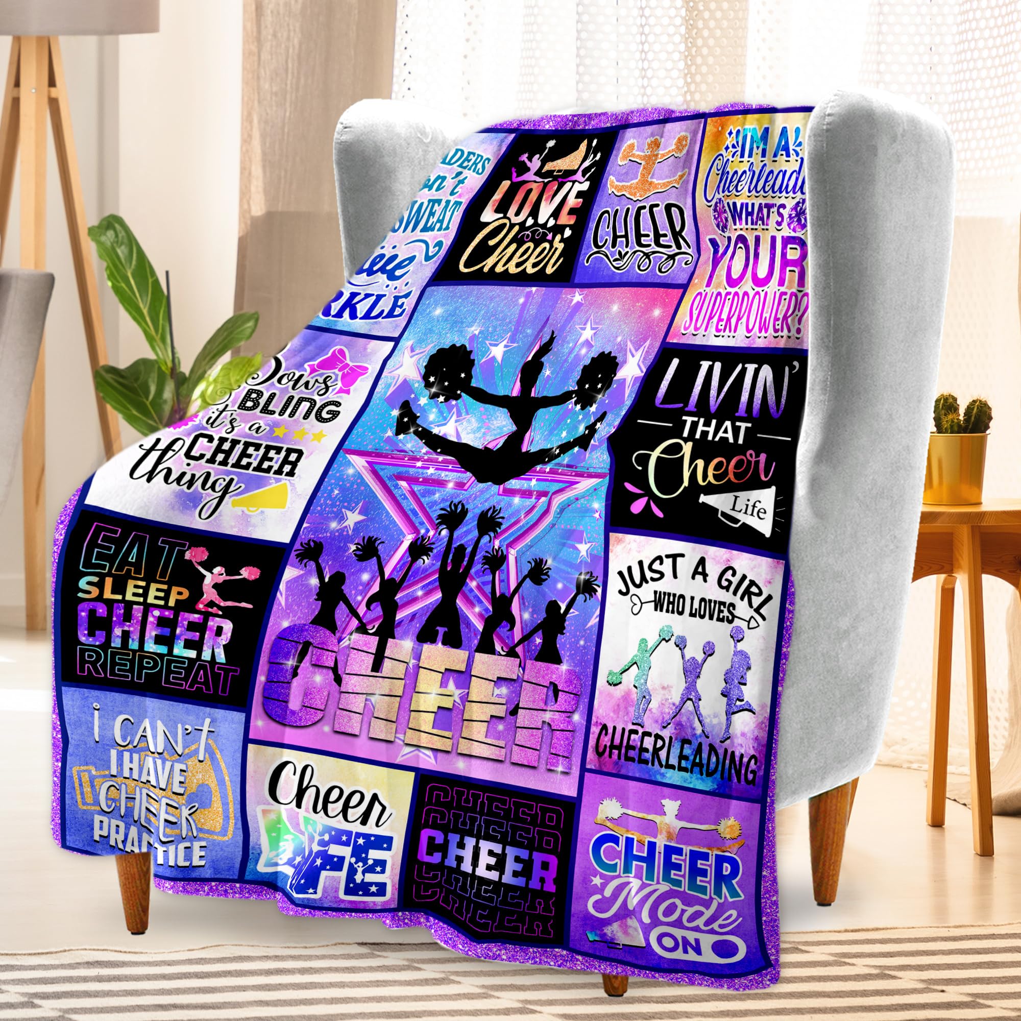 Seonzvk Cheerleader Gifts Blanket, Cheerleading Gifts for Girls, Cheer Gifts for Cheerleaders, Best Cheer Coach Gifts, Cheer Blankets for Girls Birthday, Cheerleading Throw Blanket for Team 60" x 50"