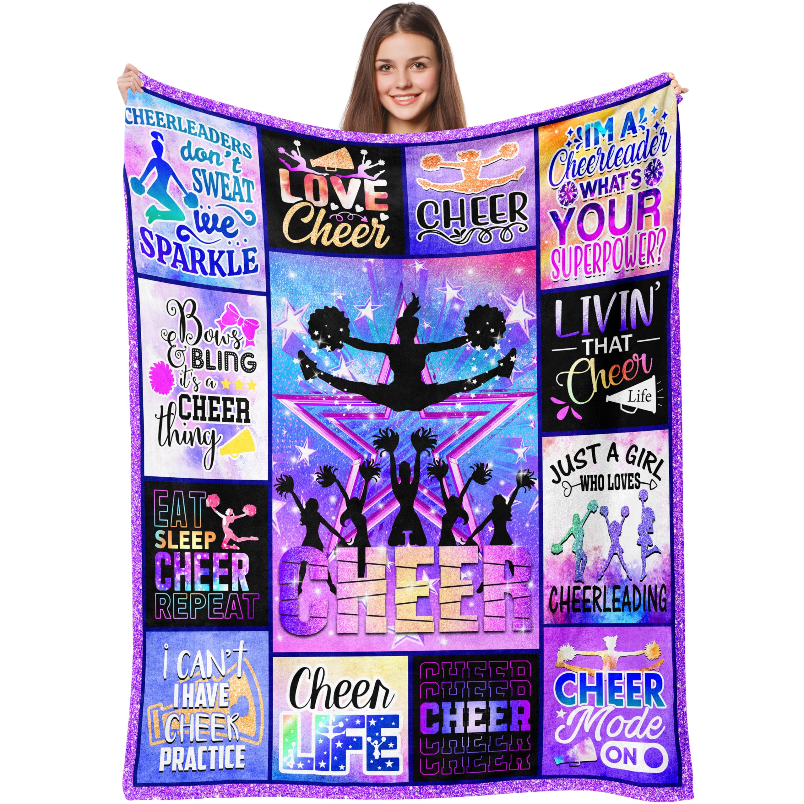 Seonzvk Cheerleader Gifts Blanket, Cheerleading Gifts for Girls, Cheer Gifts for Cheerleaders, Best Cheer Coach Gifts, Cheer Blankets for Girls Birthday, Cheerleading Throw Blanket for Team 60" x 50"