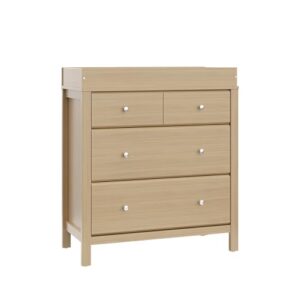 storkcraft carmel 3 drawer chest with changing topper (driftwood) – greenguard gold certified, dresser for nursery, 3 drawer dresser, kids dresser, nursery dresser drawer organizer, chest of drawers