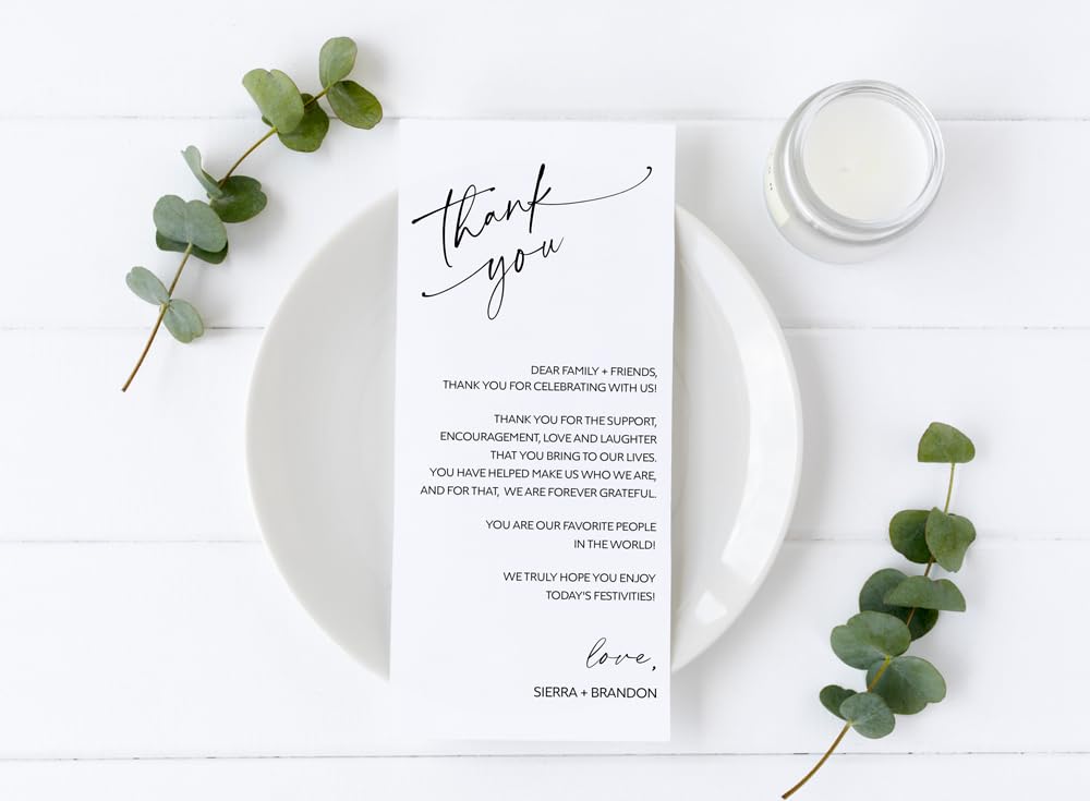 All Ewired Up Wedding Thank You Note, Printed Personalized, Place Setting, Thank You Card, Wedding Thank You Note, Table Thank You Card, Greenery, Eucalyptus