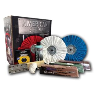 zephyr custom polishing products american shine polishing kit with buffing pads and polishing compound, for big rigs, pontoons, and aluminum wheels