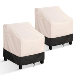 boltlink patio furniture covers waterproof for chairs, heavy duty outdoor lawn chair covers 2 pack fits up to 35w x 38d x 31h inches, white & black