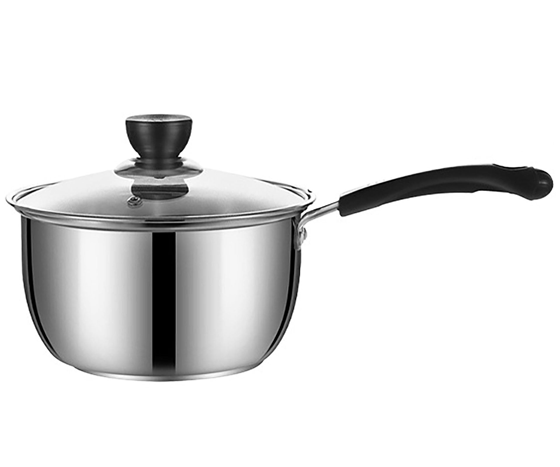 Stainless Steel Saucepan, 1.3 Quart Long Handle Milk Pot with Lid for Warming, Cooking and Boiling Milk, Spaghetti, Soup in Kitchen and Outdoor (18cm)