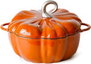 exari cast iron pumpkin enamel pot/stew pot soup pot multi-purpose pot/household dutch oven non-stick stock pot induction cooker universal, 4 qt(3.76l)