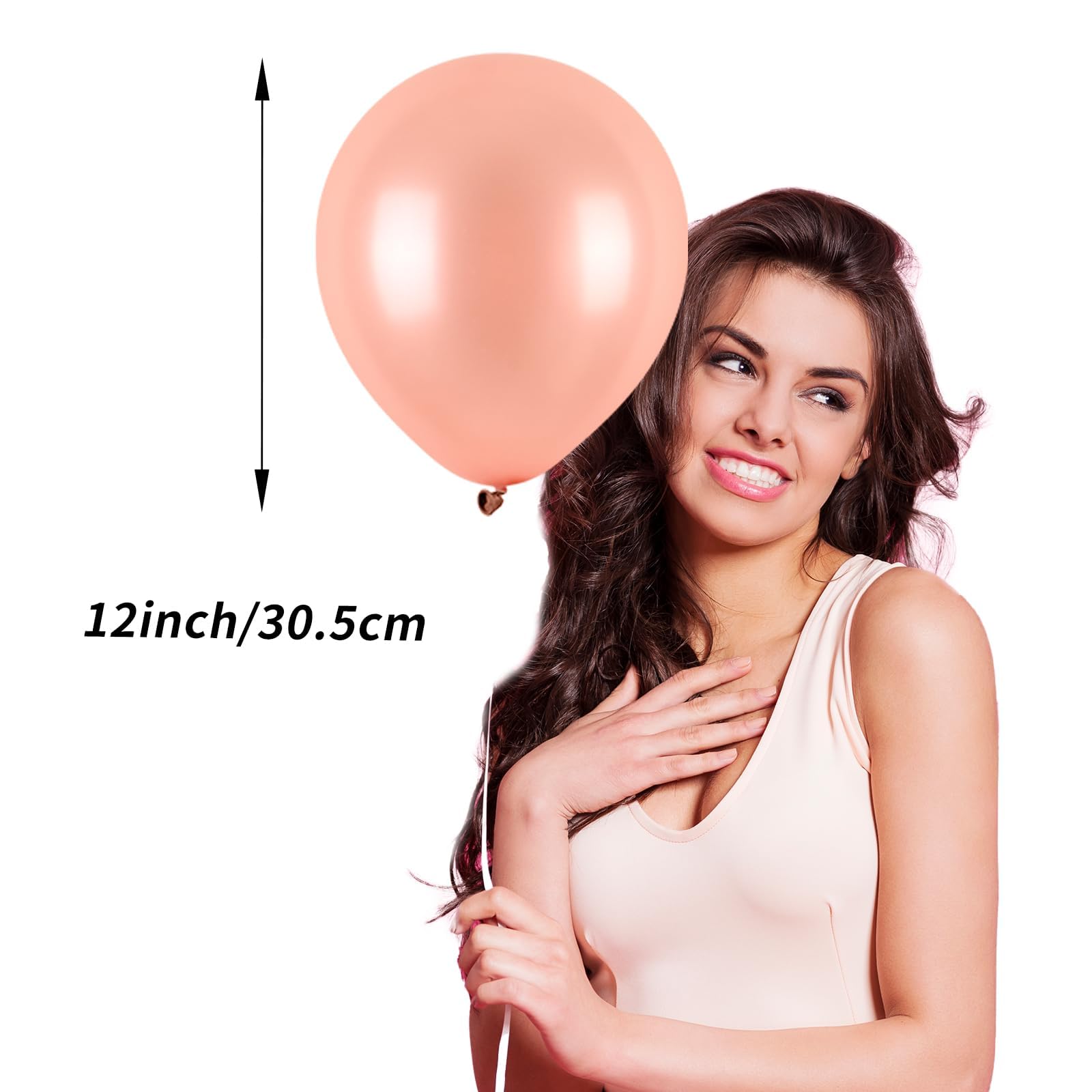 Rose Gold and Black Balloons Set, 12 inch Metallic Rose Gold Balloons Pearl Rose Gold Confetti Balloons Black Latex Balloons Party Balloons for Birthday Baby Shower Wedding Party Decorations