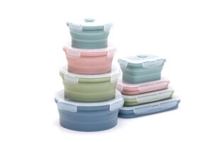 k home vt collapsible silicone food storage container set (indigo)