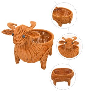 Ciieeo Daily Storage Basket Decorative Baskets Sundries Basket Wicker Storage Basket Snack Storage Serving Tray Bread Serving Basket Animal Shaped Rattan Basket Manual Snack Bowl Pp