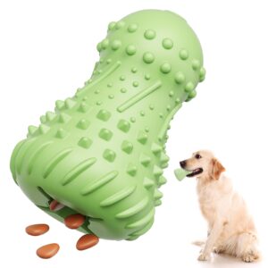 nopisen chew toys -cone shape dog toys for aggressive chewers，durable natural rubber， multifunctional teeth cleaning and gum massage(green)